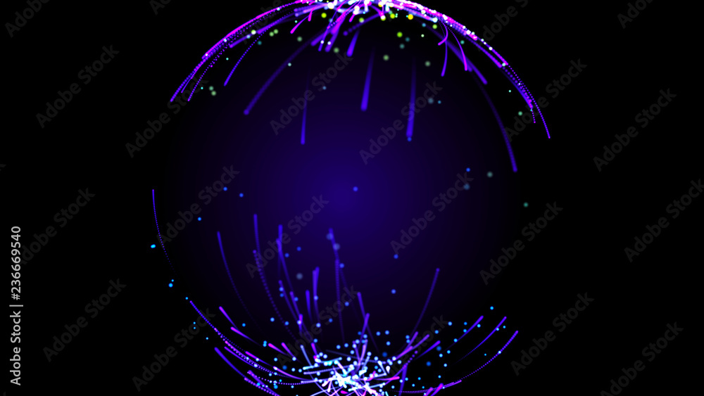 Abstract sphere in outer space. Futuristic globalization interface ...