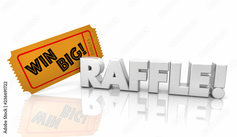 Raffle Ticket Win Big Money Jackpot Word 3d Illustration Stock ...