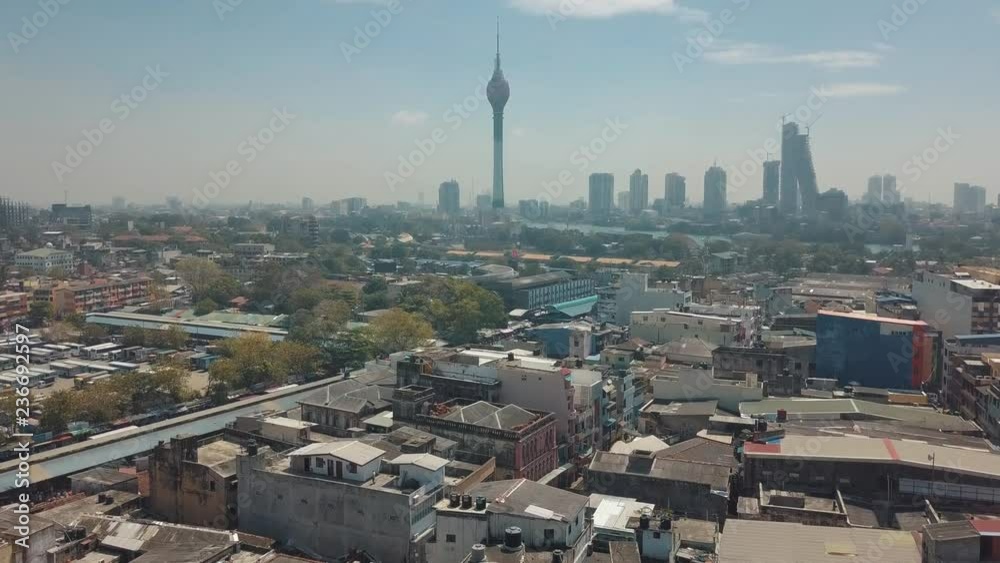 Video Stock Panning drone aerial view of the city Colombo the capital ...