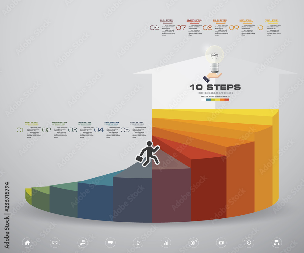 10 steps staircase Infographic element for presentation. EPS 10. Stock ...