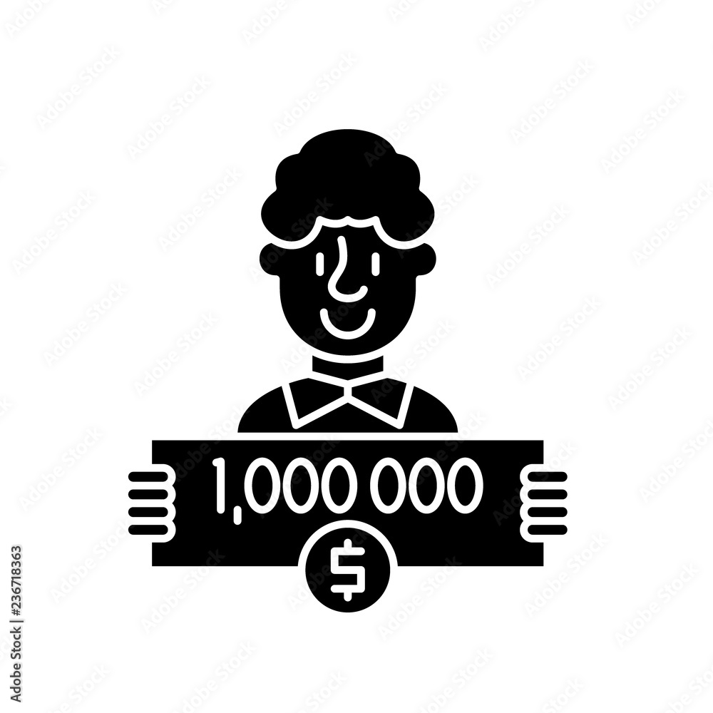 One million dollars black icon, concept vector sign on isolated ...