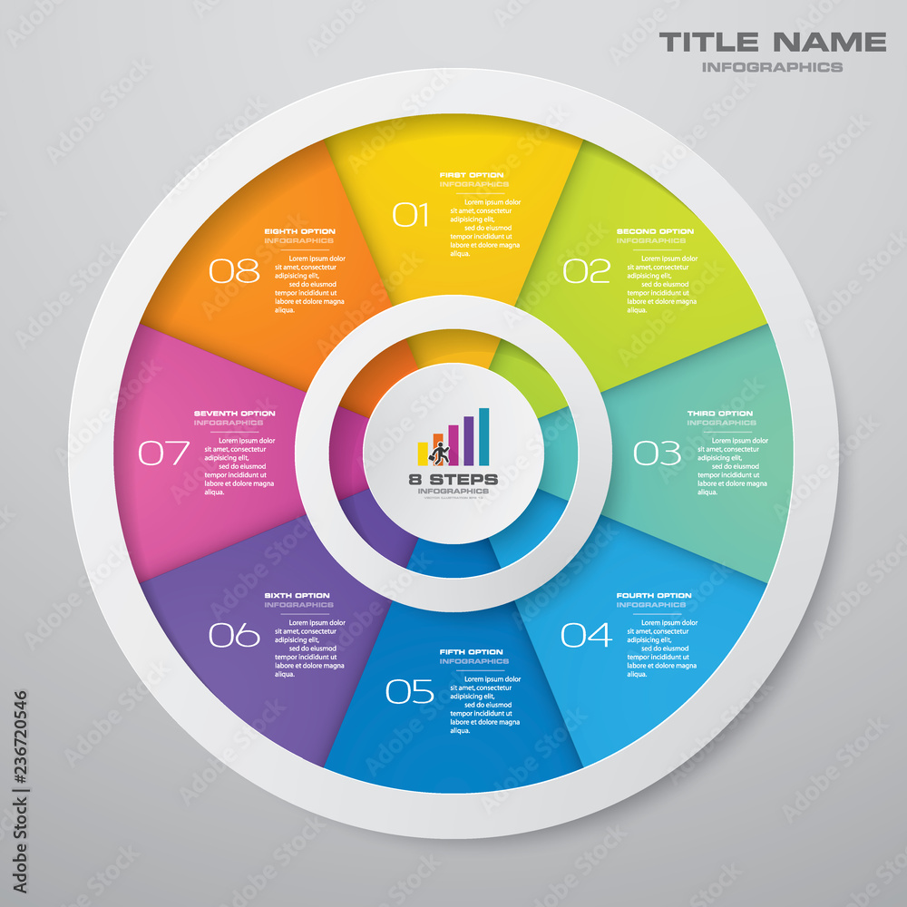 8 steps cycle chart infographics elements. EPS 10. Stock Vector | Adobe ...