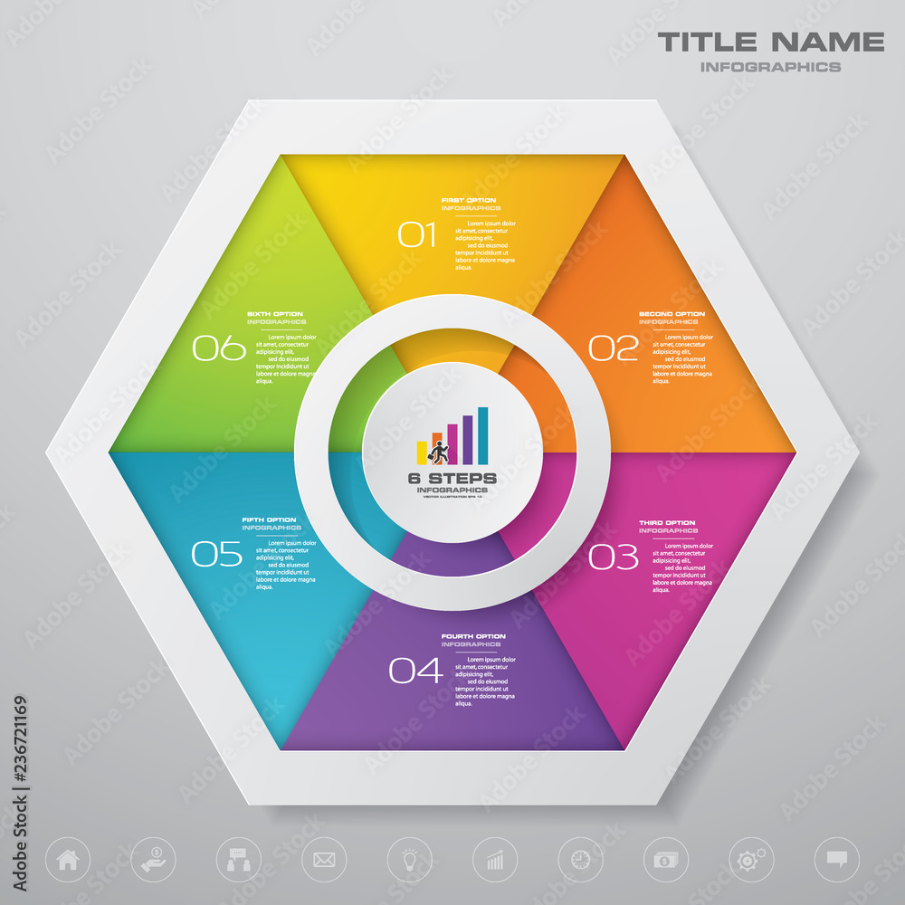 6 steps simple&editable process chart infographics element. EPS 10 ...