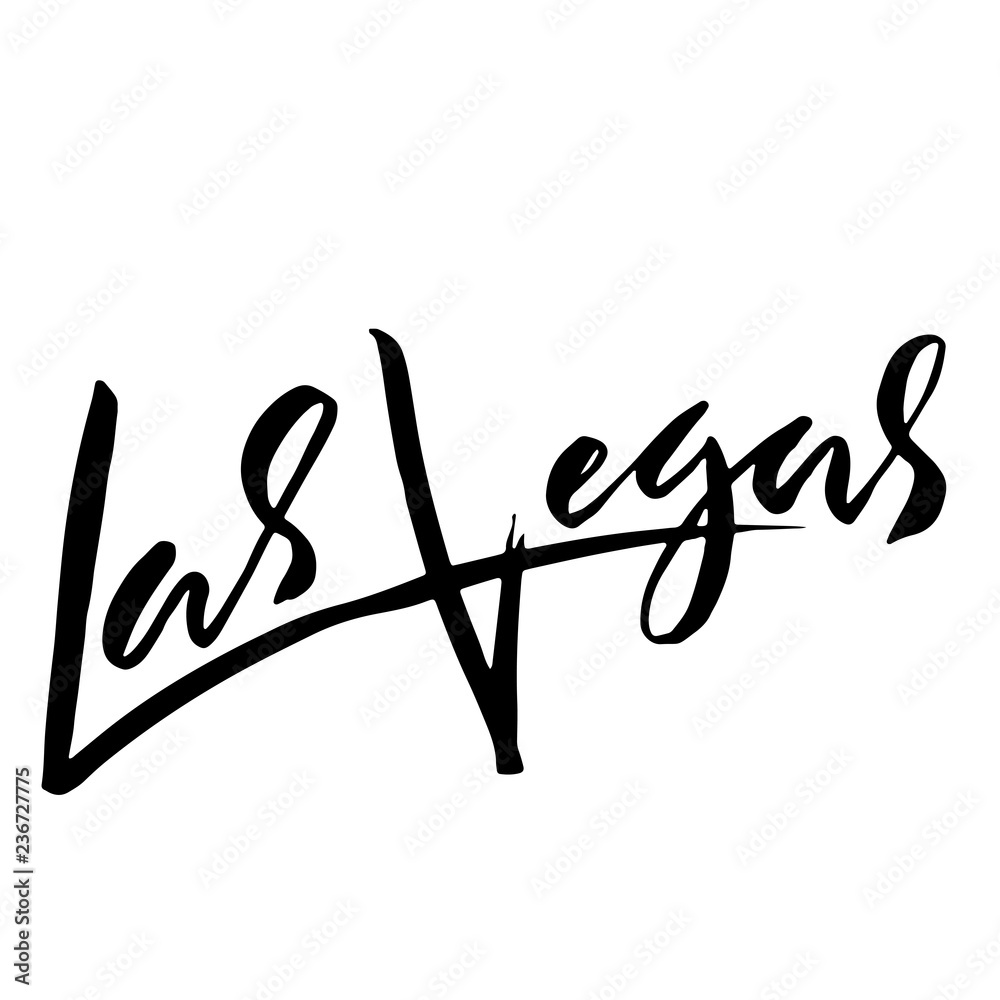 Las Vegas, USA. Typography dry brush lettering design. Hand drawn ...