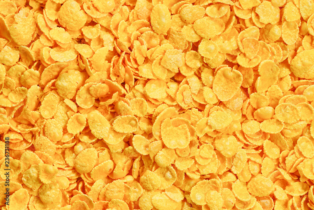 Corn-flakes background and texture. Top view. cornflake cereal box for ...
