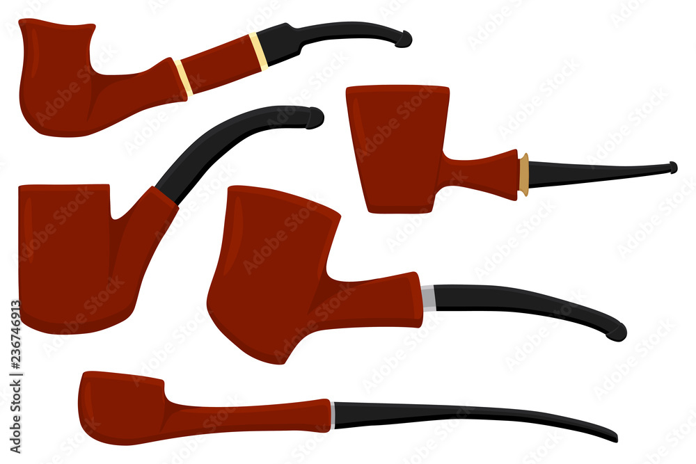 set different types smoke pipes different size for tobacco Stock Vector ...