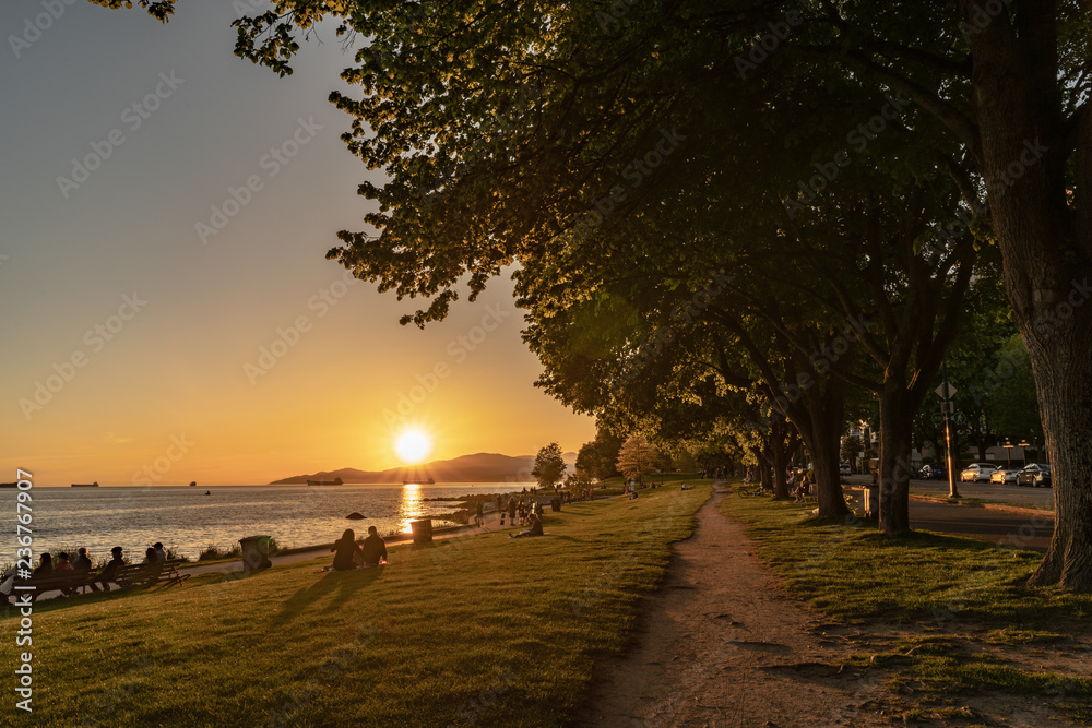 Sunset at English bay beach in Vancouver Stock Photo | Adobe Stock
