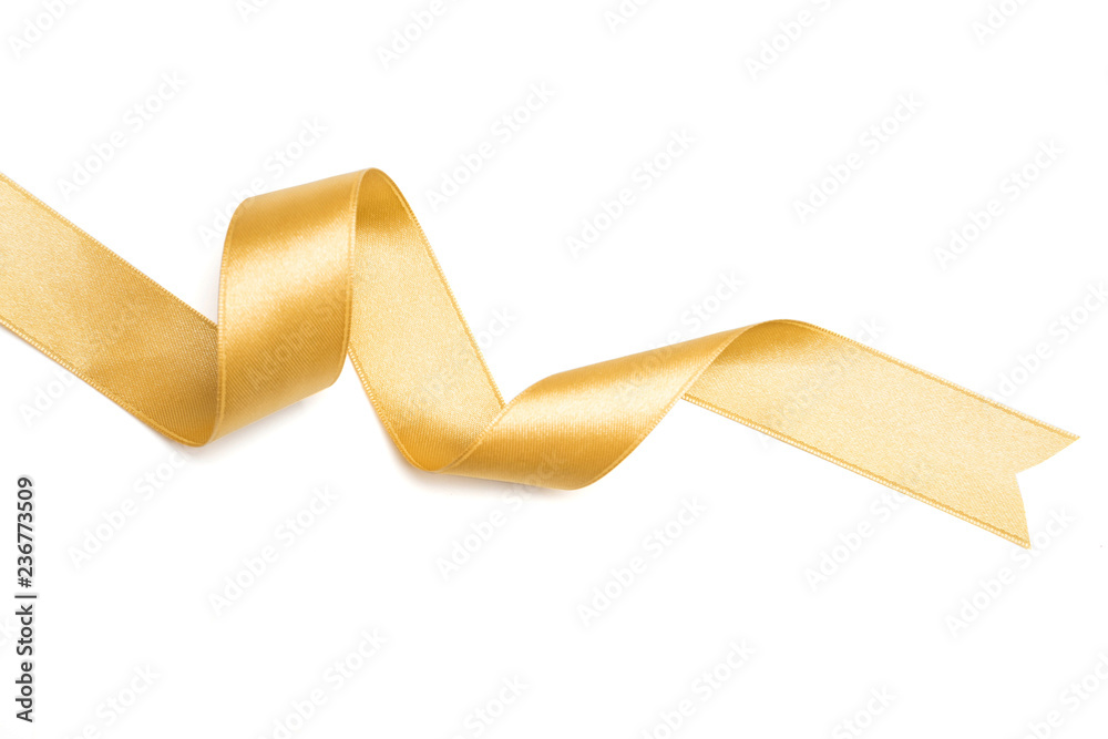 Gold ribbon in roll on white Stock Photo | Adobe Stock