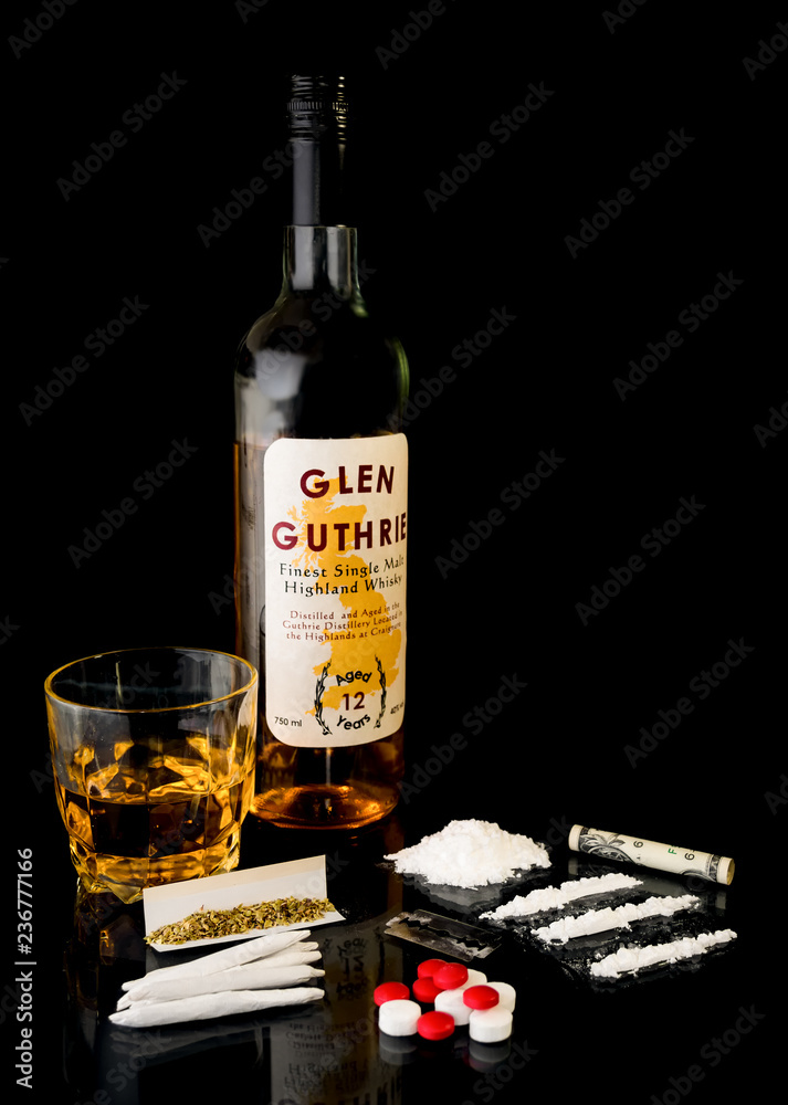 Bottles Of Alcohol And Weed