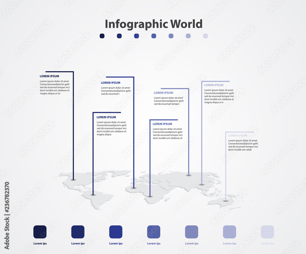 infographic country world map, international world flags, continents ...