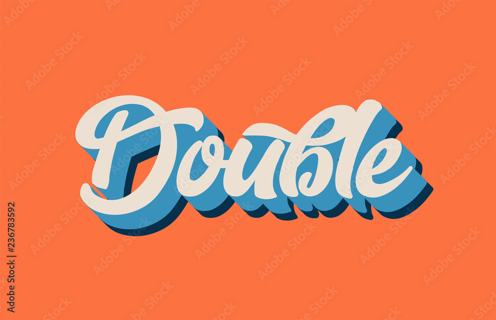 orange blue white double hand written word text for typography logo ...