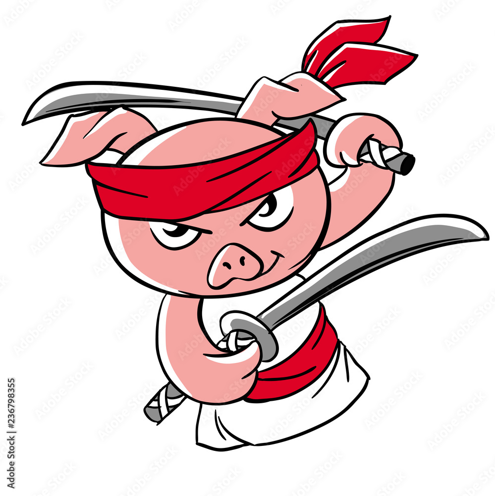 Vector illustration of cartoon cute pig isolated on white background ...