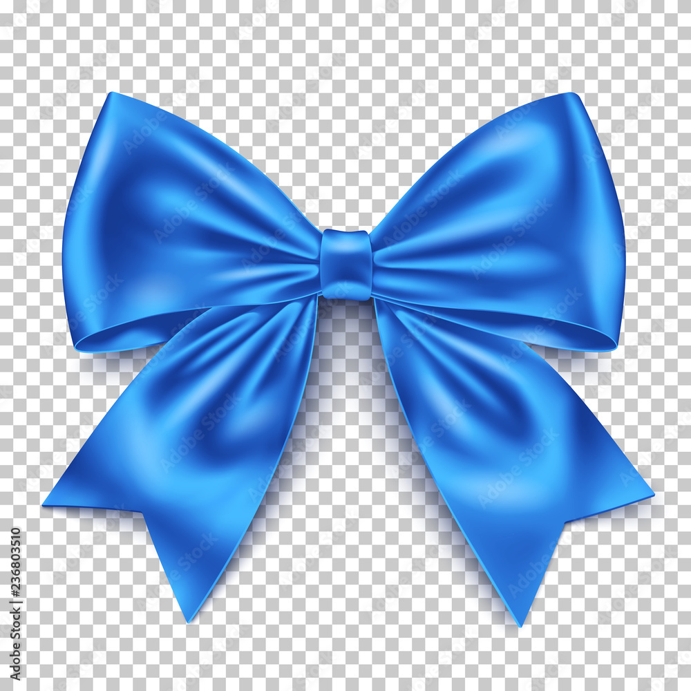 Realistic blue bow isolated on transparent background. Stock Vector ...