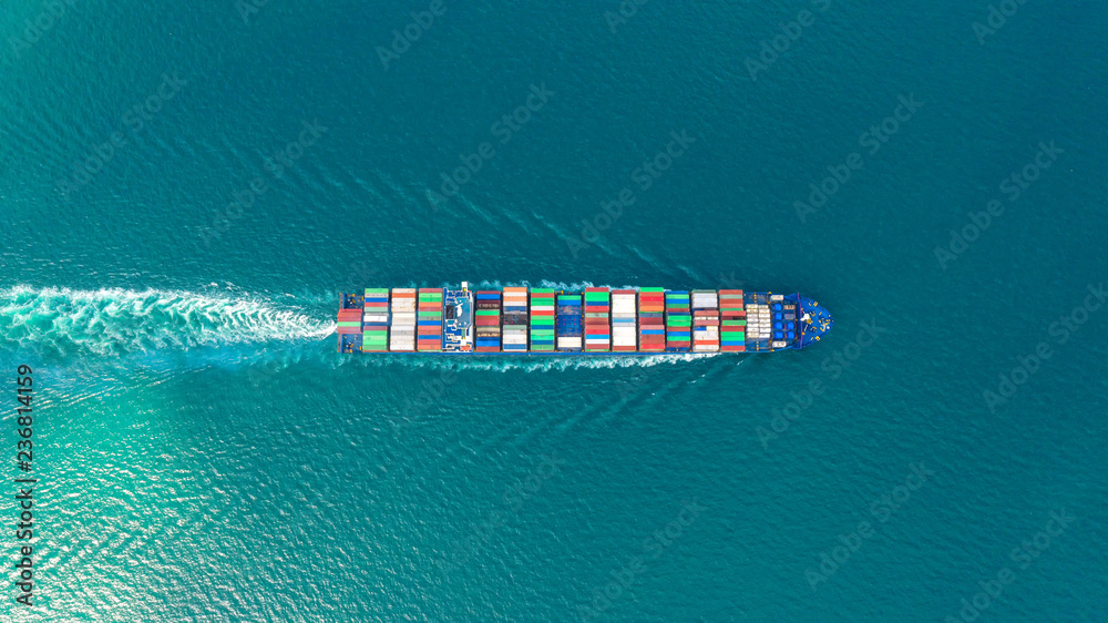 Container ship in export and import business and logistics. Shipping ...