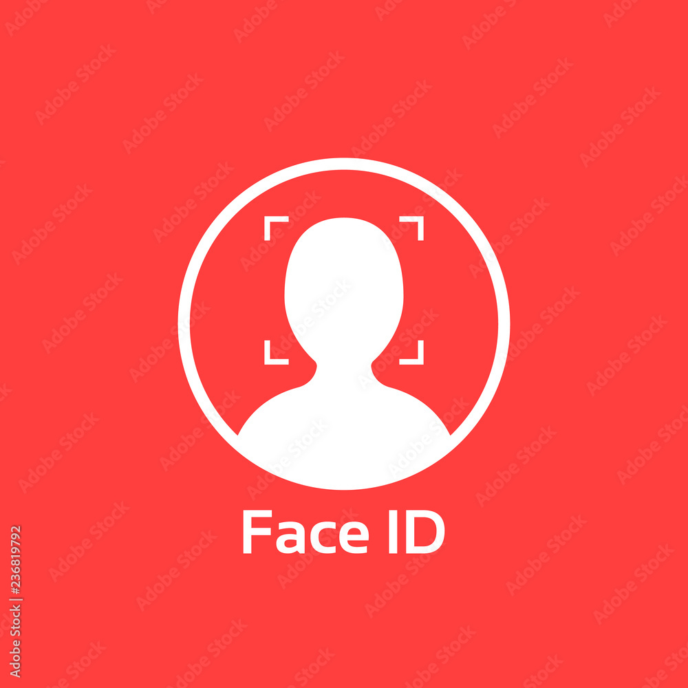 white face id icon on red background Stock Vector | Adobe Stock
