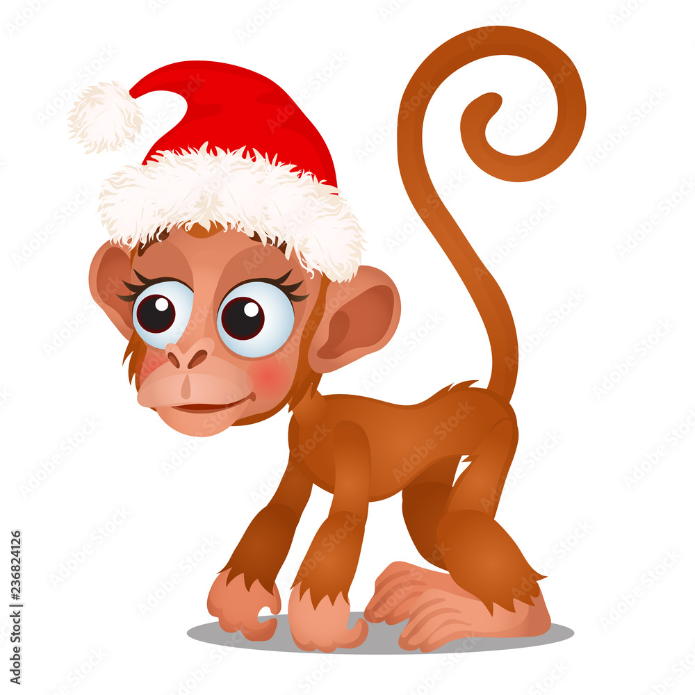 Santa Monkey Cartoon