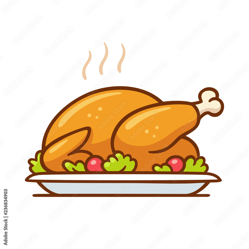 Roast turkey or chicken dinner Stock Vector | Adobe Stock