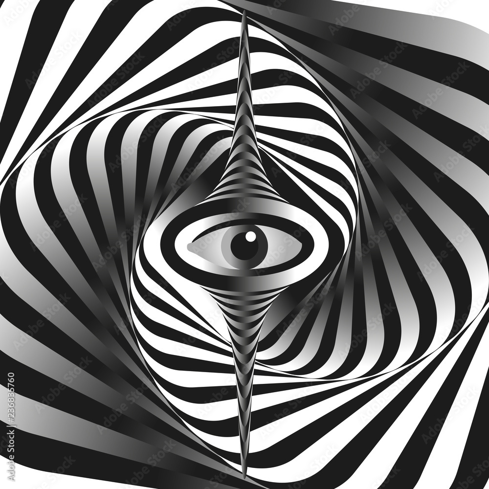 Vecteur Stock All-seeing eye surreal. Abstract twisting and bending ...