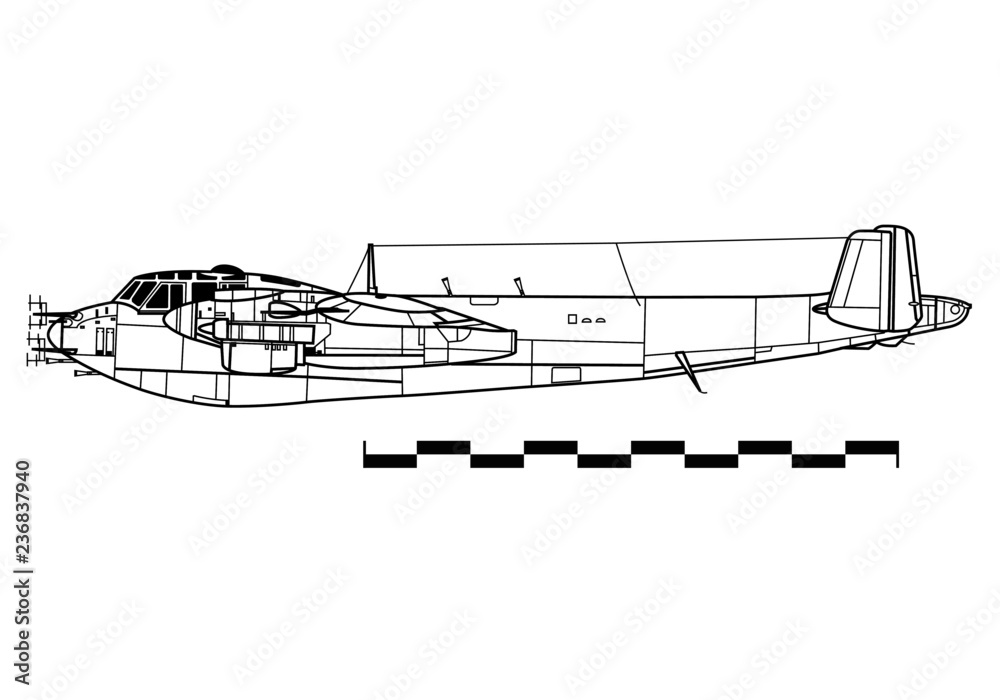 Dornier Do.217. Outline drawing Stock-Vektorgrafik | Adobe Stock