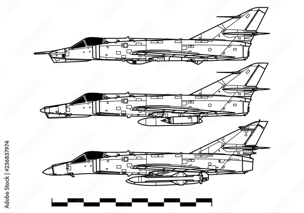 Dassault ETENDARD. Outline drawing Stock Vector | Adobe Stock