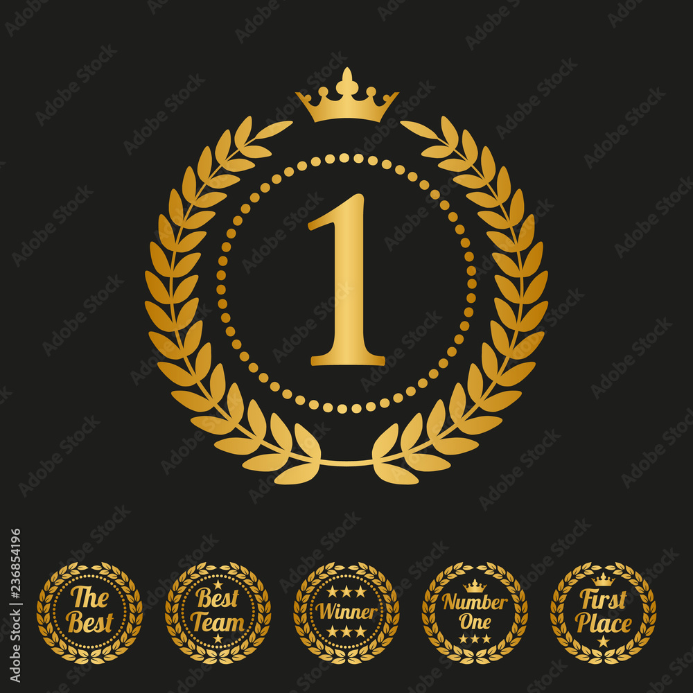 Golden laurel wreath on black background. Stock Vector | Adobe Stock