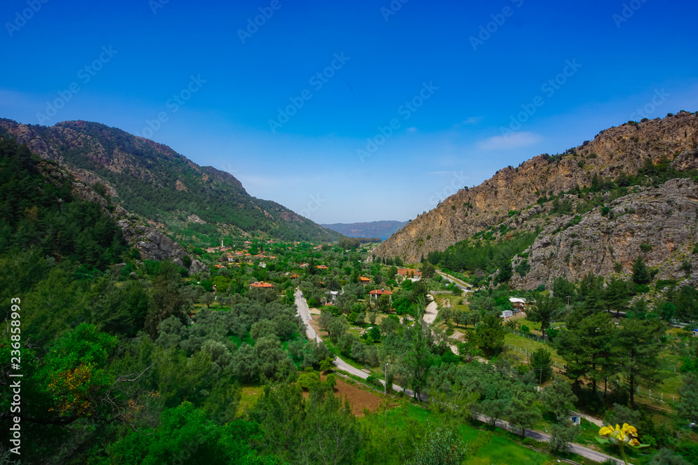 Landscape front of from Monumental pyramid tomb near Hydas Ancient city ...