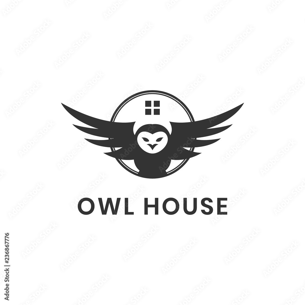 Owl house logo design Stock Vector | Adobe Stock