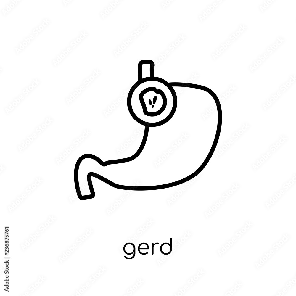 GERD icon. Trendy modern flat linear vector GERD icon on white ...