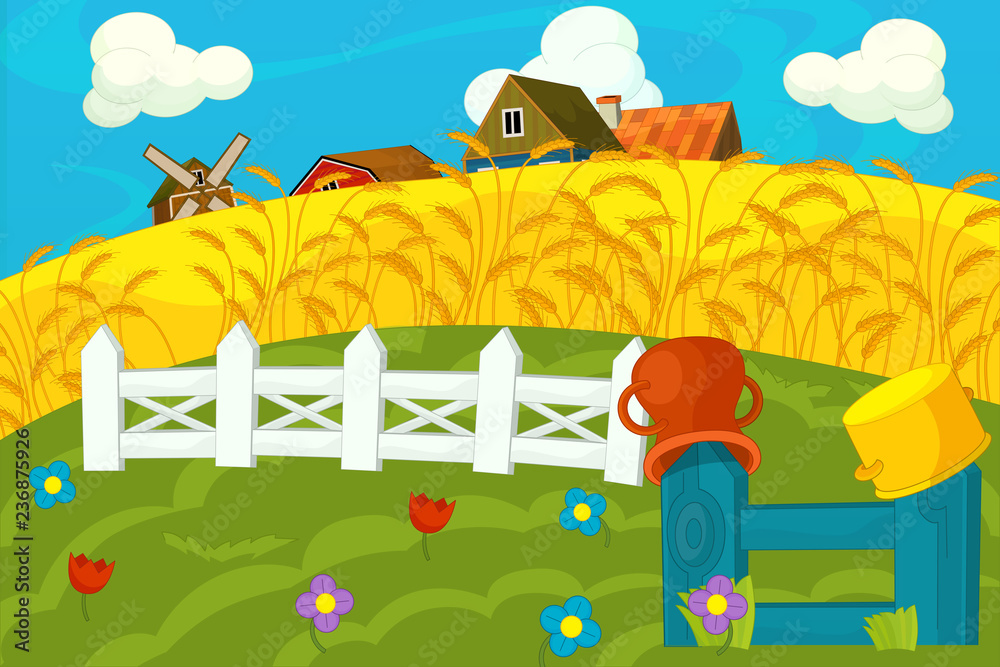 Cartoon farm scene - for different usage - illustration for children ...