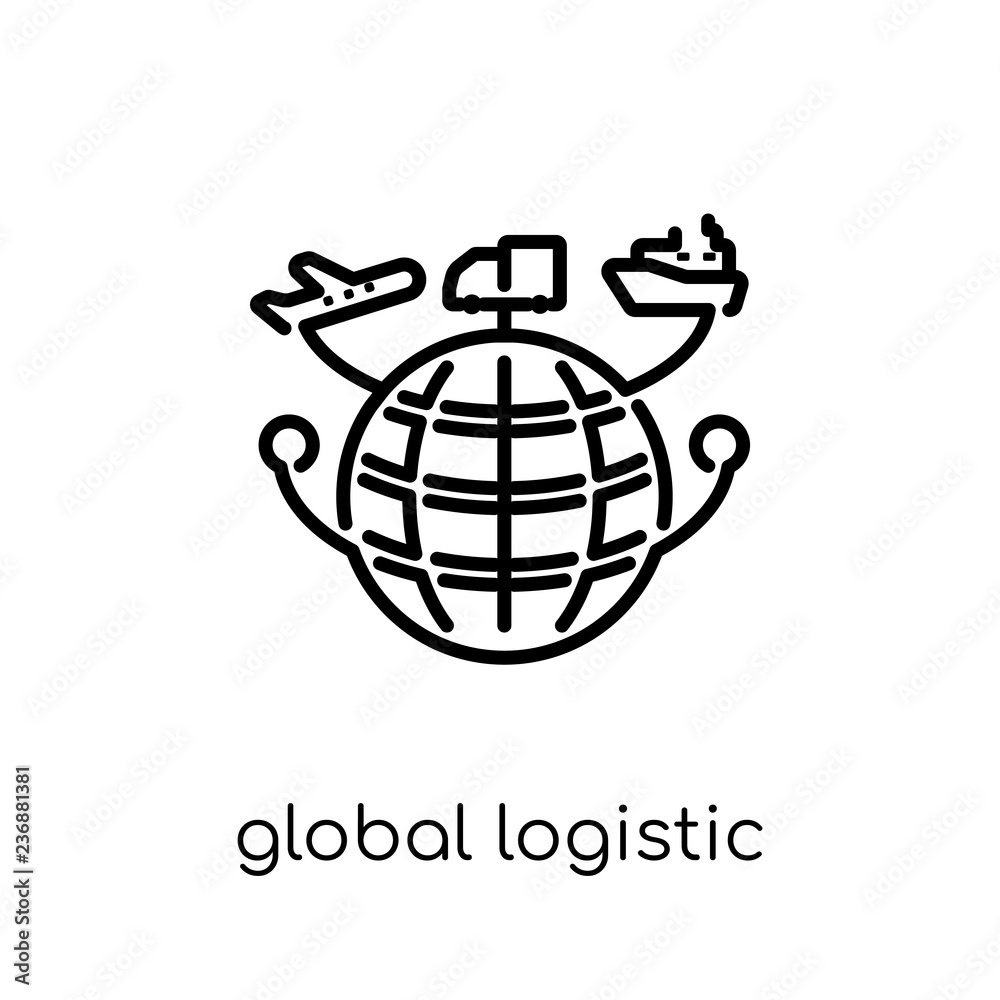 global logistic icon. Trendy modern flat linear vector global logistic ...