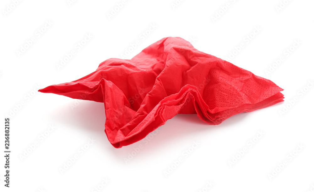 Crumpled paper napkin on white background. Personal hygiene Stock Photo ...