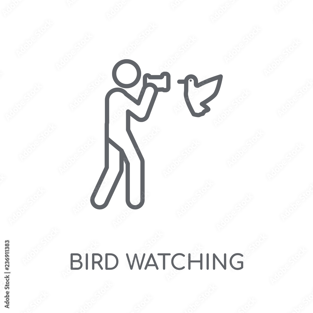 Bird watching linear icon. Modern outline Bird watching logo concept on ...
