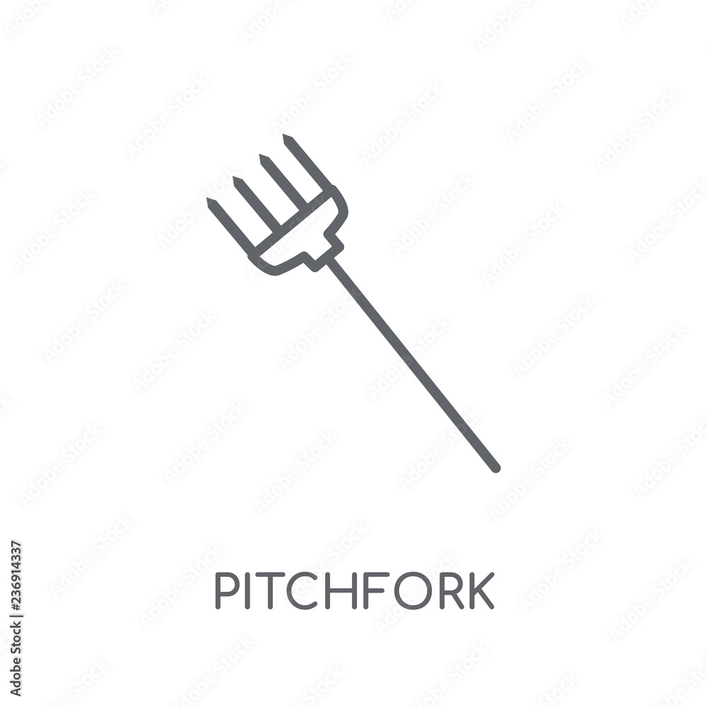 Pitchfork linear icon. Modern outline Pitchfork logo concept on white background from ...