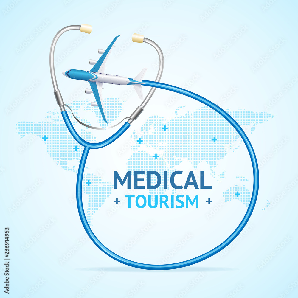 Medical Tourism Concept Banner Card with Realistic 3d Detailed Elements ...