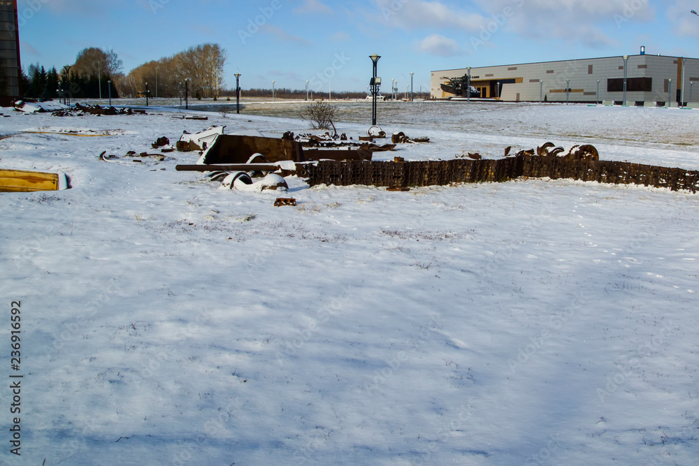 battlefield remnants of damaged and exploded armored vehicles Stock ...