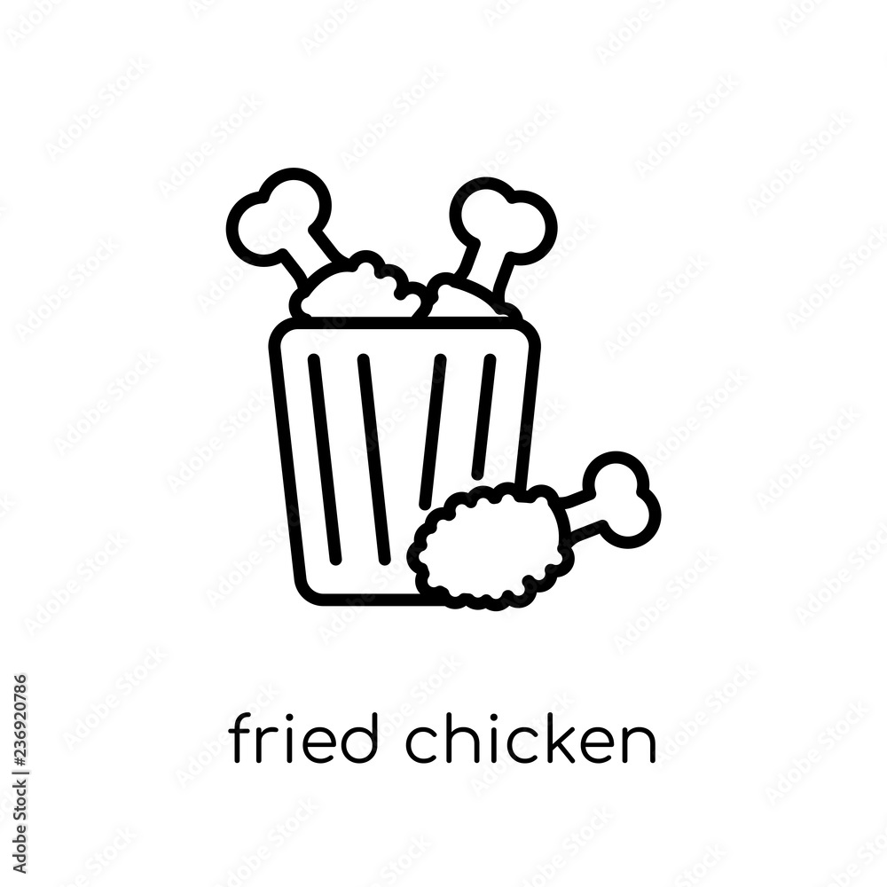 fried chicken icon. Trendy modern flat linear vector fried chicken icon ...