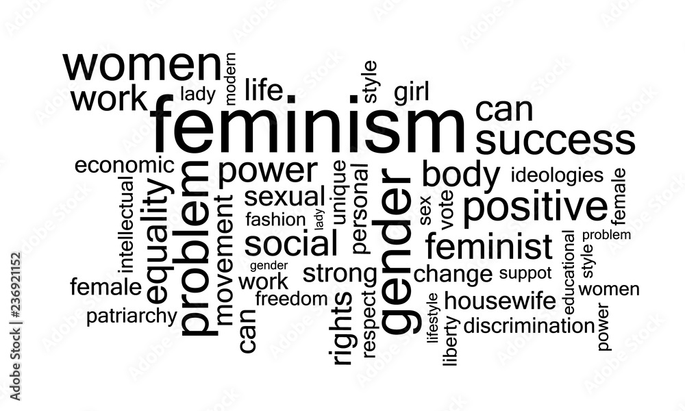 Background with black feminism concept words. Banner for web site, blog ...