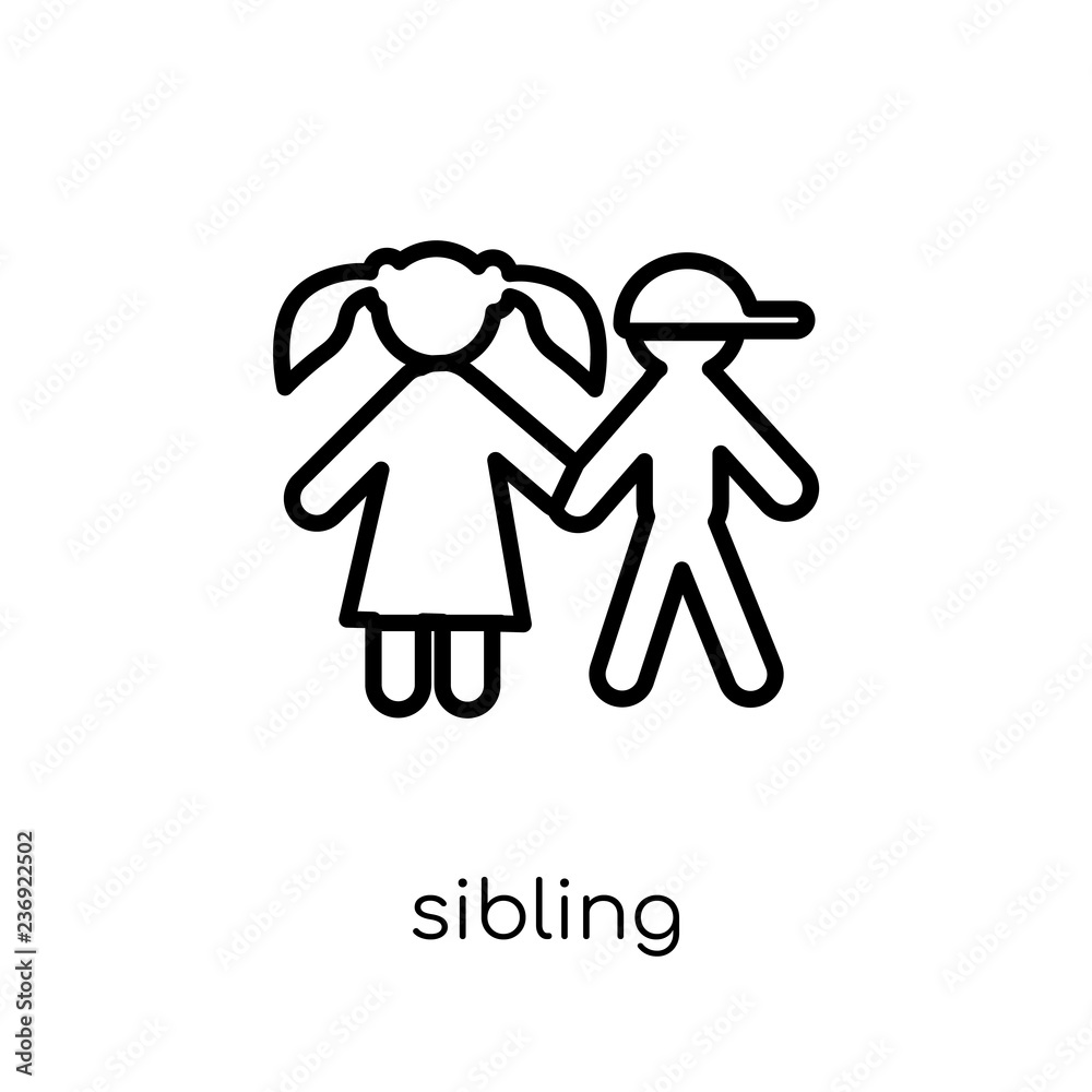 sibling icon. Trendy modern flat linear vector sibling icon on white ...