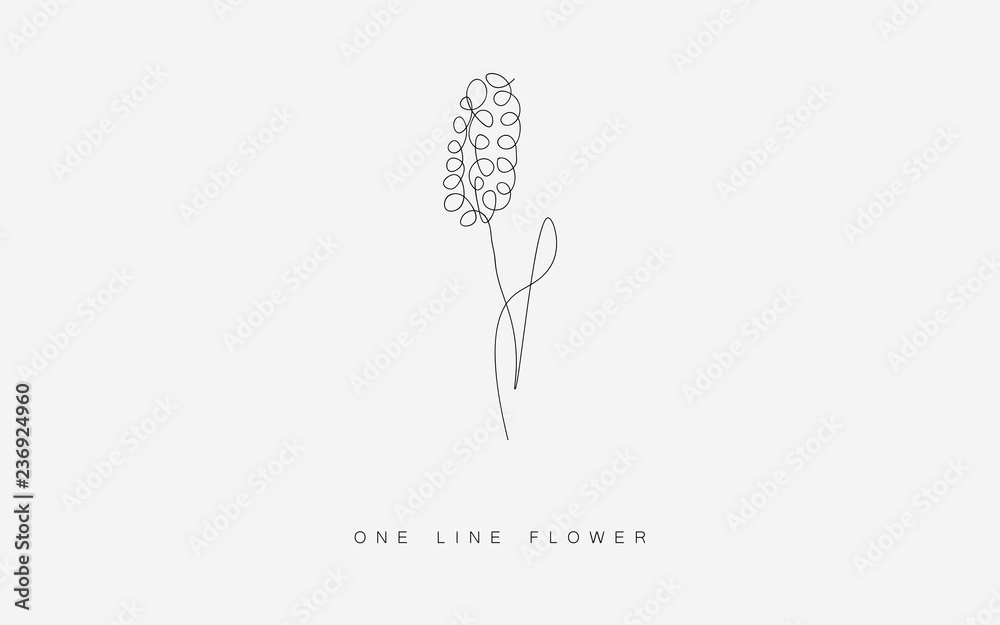 Spring flowers isolated on white background. Continuous line drawing ...