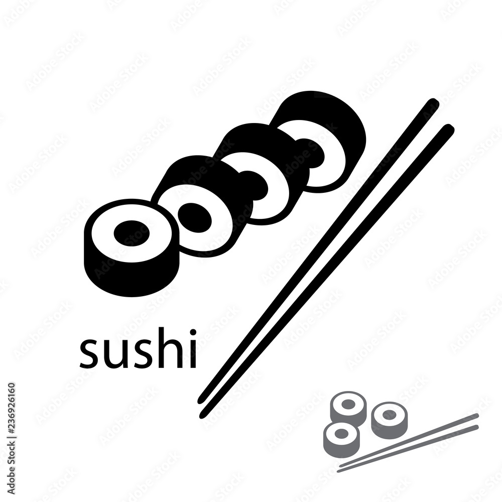 Vector flat sushi icon illustration Logo of Asian Street Fast Food Bar ...