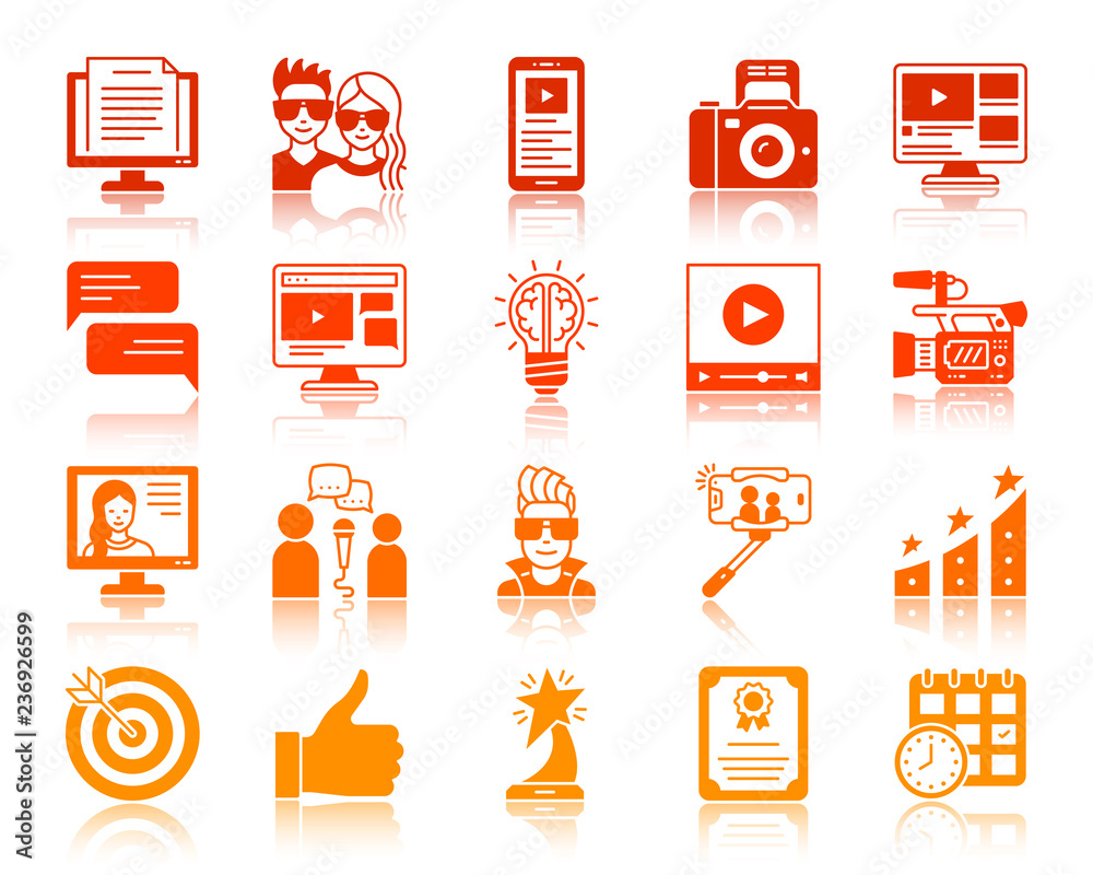 Blog color silhouette bloger icons vlog vector set Stock Vector | Adobe ...