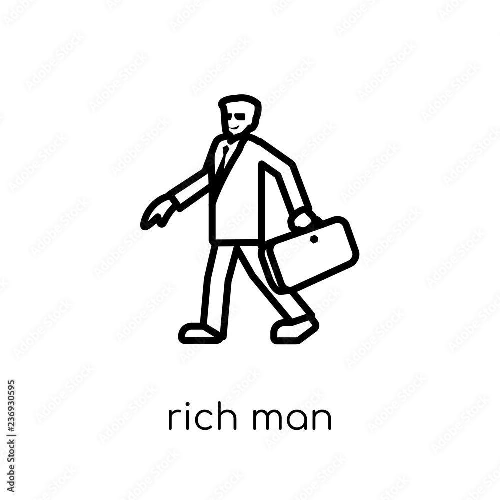 Rich man icon. Trendy modern flat linear vector Rich man icon on white ...