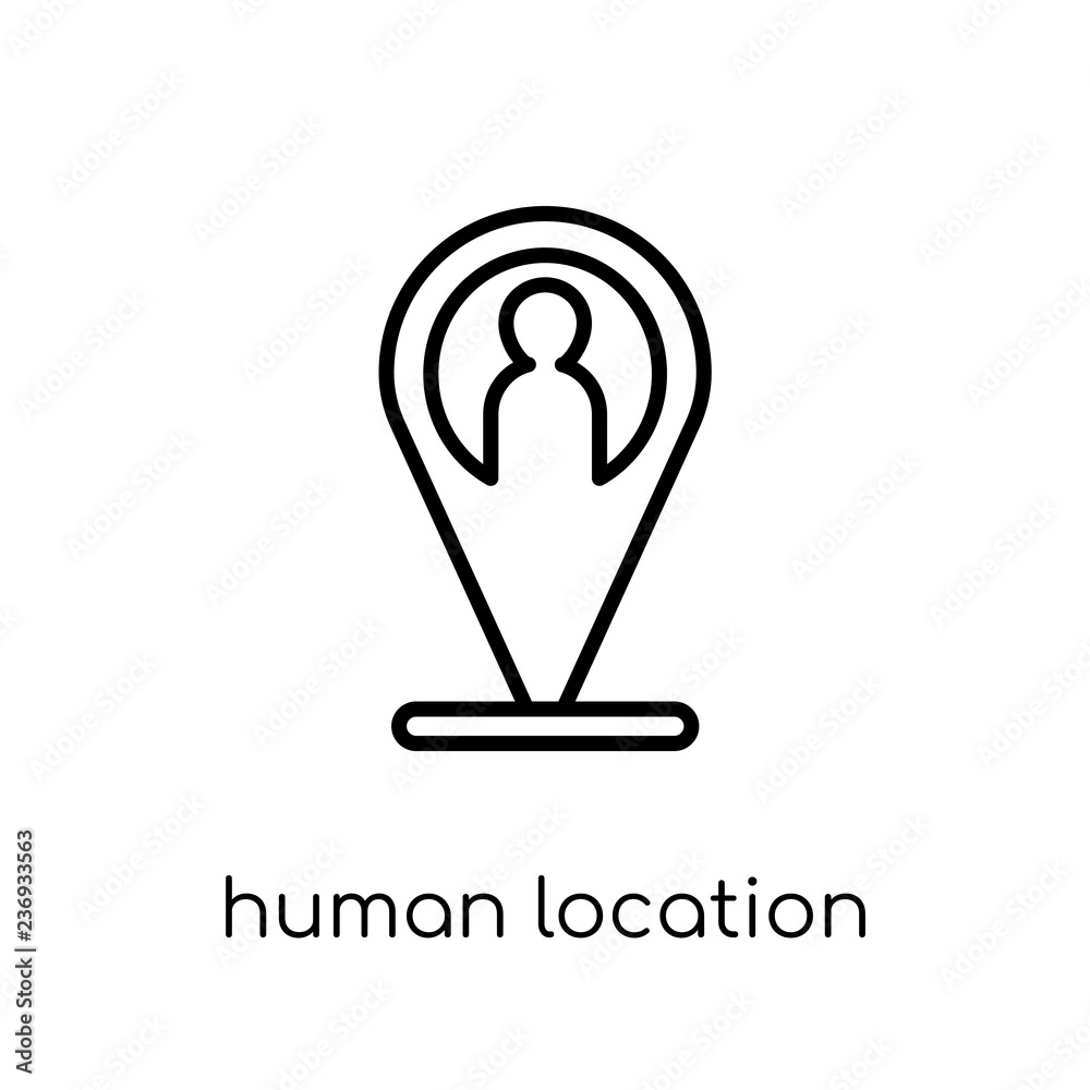 Human Location icon. Trendy modern flat linear vector Human Location ...