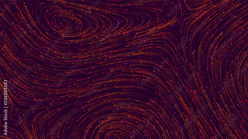 Vector colorful field visualization of forces. Magnetic or ...