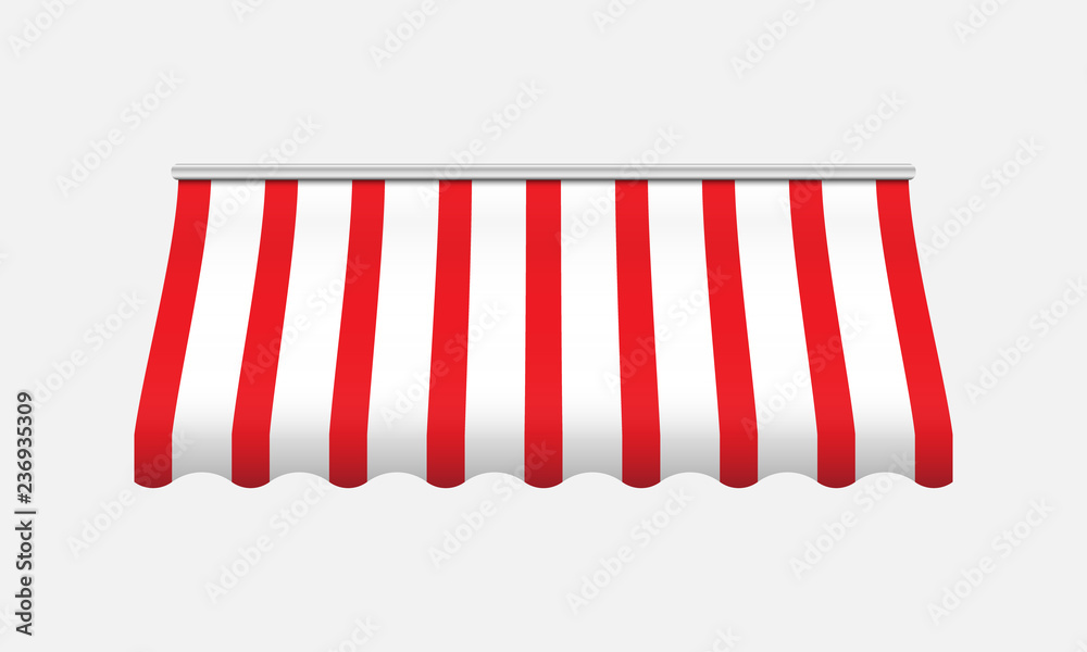 Red and white awning. Realistic canopy for store. Stock Illustration ...