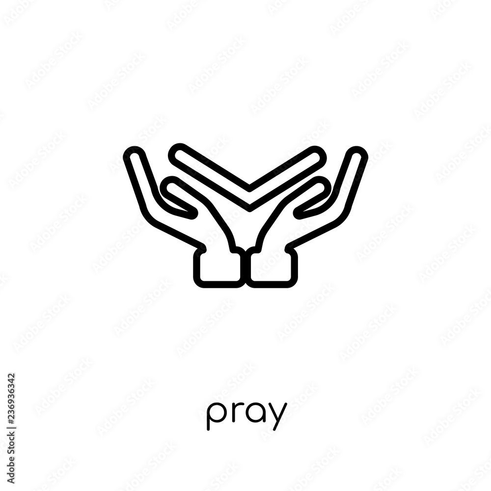 Pray icon. Trendy modern flat linear vector Pray icon on white ...