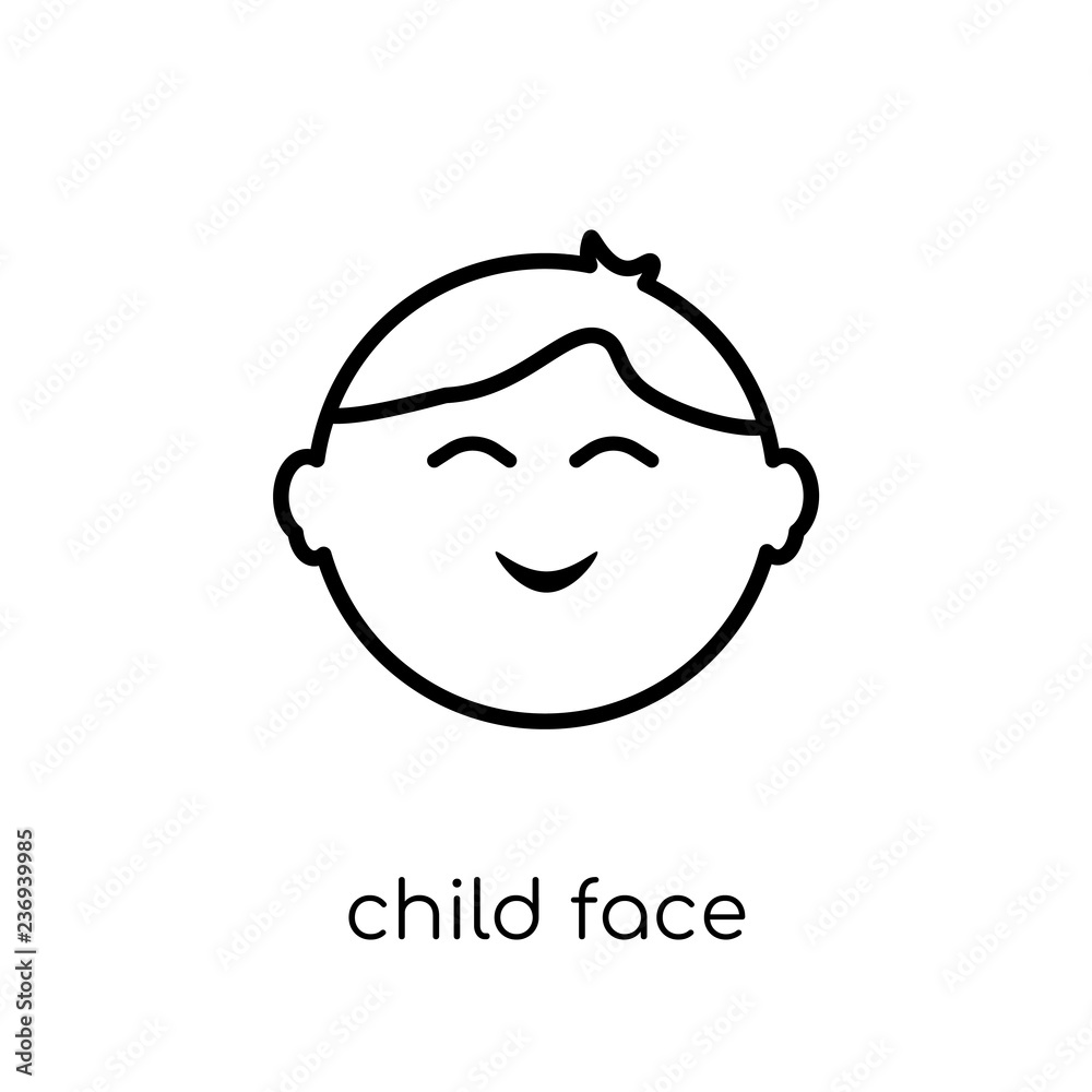 Child face icon. Trendy modern flat linear vector Child face icon on ...