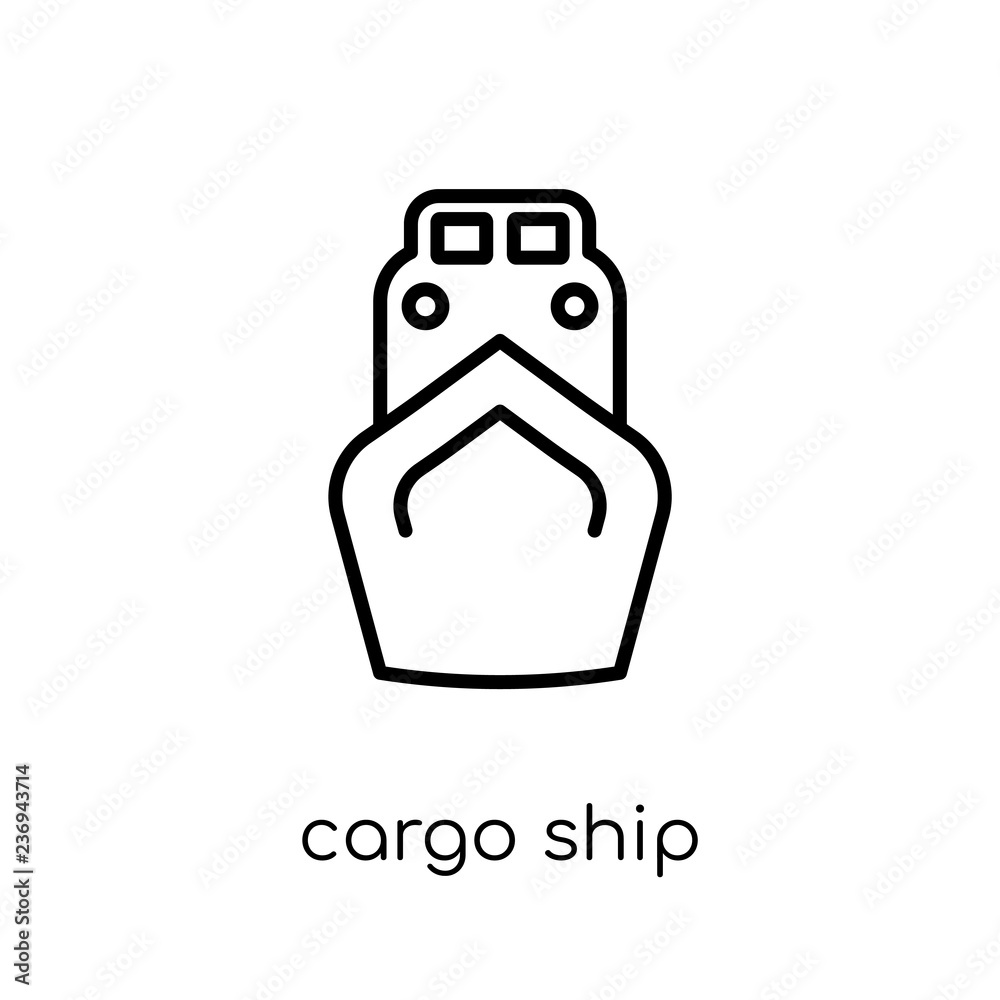 Cargo Ship Front View icon. Trendy modern flat linear vector Cargo Ship ...