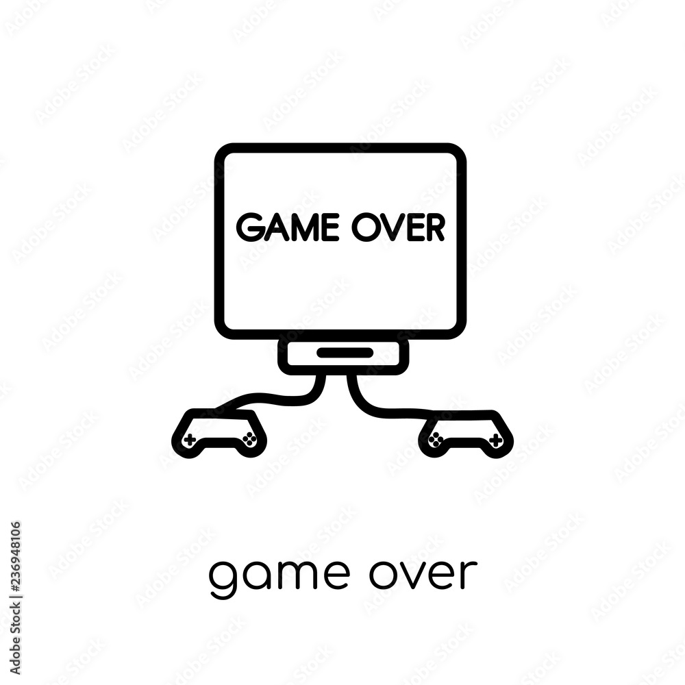game over icon. Trendy modern flat linear vector game over icon on ...