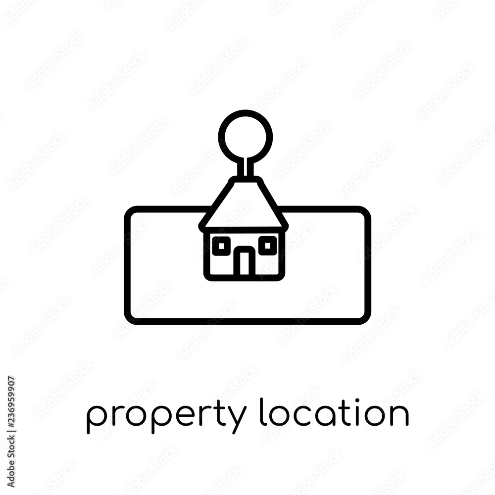 property location icon. Trendy modern flat linear vector property ...